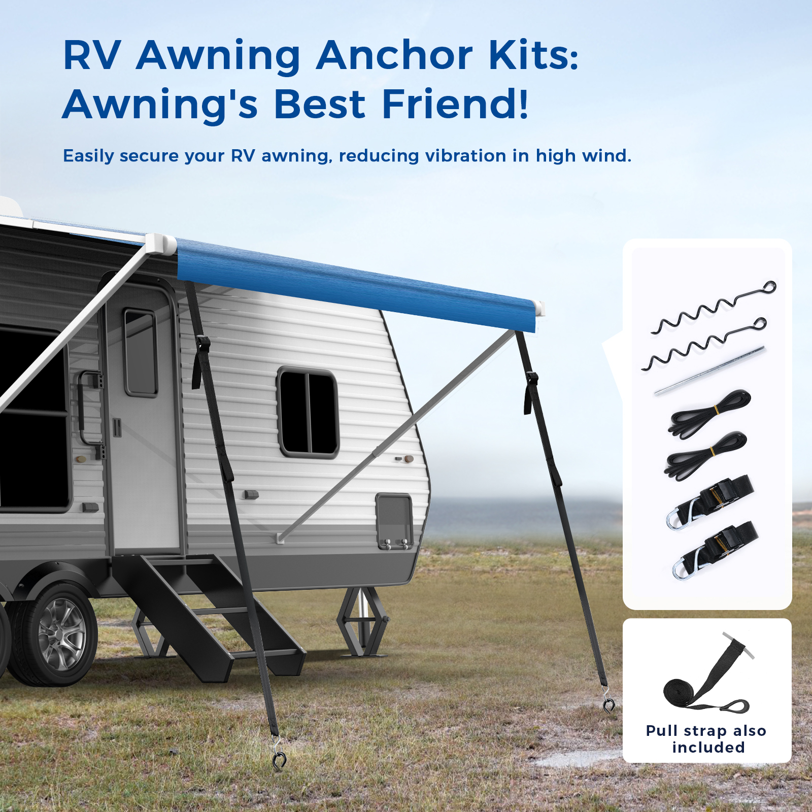 Fonzier 18oz RV Awning Fabric Replacement Premium Grade Vinyl Camper ...