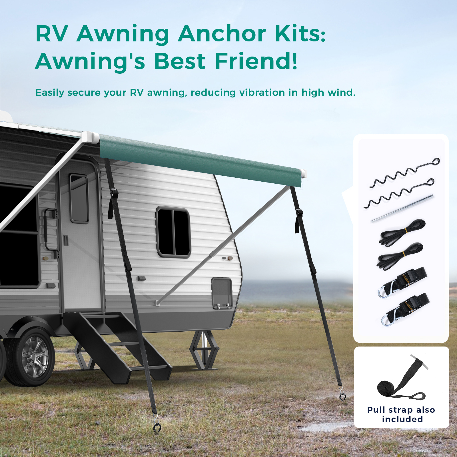 Fonzier 18oz RV Awning Fabric Replacement Premium Grade Vinyl Camper ...